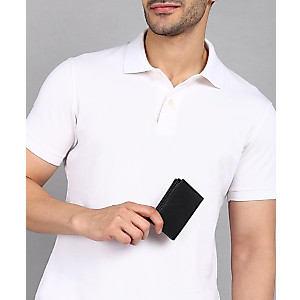 Leatherboss Genuine Leather Business Card Holder | Expandable Pocket, Credit Card & ID Slots | Stylish & Compact | Black