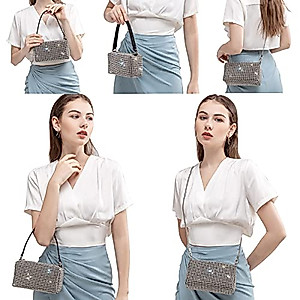 BBTT.ful Bling Bling Rhinestone Evening Handbags Shoulder Bag Crossbody Bag for Women Girls Sparkling Wedding Prom Party Club Purses Mini Top Handle Handbags