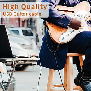 YESPURE USB Guitar Cable 10Ft, USB Guitar Interface Male to 6.35mm 1/4 inch Gold-Plated TS Mono Plug,Recording Cable Compatible with PC, Mac, Xbox, PS4, PS3,PS2
