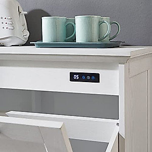 OLD CAPTAIN Double Tilt Out Trash Cabinet, Wooden Kitchen Garbage Can Free Standing Holder (White)