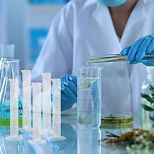 AKOLAFE 20 Pack 50 ml Graduated Cylinder Set Plastic Graduated Cylinder for Hydrometer Test Tubes Clear Lab Cylinders with Raised Marking & Spout Measuring Cylinder Flask Beaker for Chemistry Science