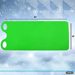 Superio Flexible Carpet Sled, Rollup Flying Carpet with Handles, 54" Lightweight Snow Rolling Slider for Kids and Adults, Flat Snow Sled for Quilting (Green)