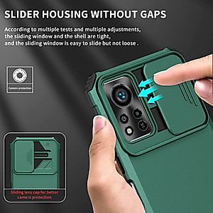 TARGI Slide Lens Phone Holder Back Phone Case for Infinix Hot 11s NFC Luxury Cover Hybrid Hard Panel Funda for Infinix Hot 9 10s 10 Play 11 s 12 10t Smart 4 5 6 Shell (Dark Green,infinix hot 9 Play)