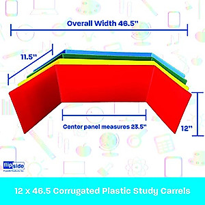 Flipside Tri-fold StudyCarrel Study Carrel, 12 x 46.5, Assorted