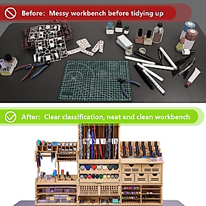 Bucasso Model Tool Storage Rack with 60 Holes, Wooden Paint Organizer, MDF Material, Tool Storage, Brush Storage, Craft Supplies Storage, Brush/Tool Holder, GK6