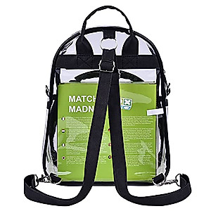 Oraben Small Clear Backpack Stadium Approved,Small Clear Purse Backpack Clear Cute Daypacks Convertible Shoulder Bag Clear Bag for Women Girls (Black,Small)