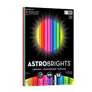 Astrobrights Colored Cardstock, 8.5” x 11”, 65 lb / 176 gsm, "Spectrum" 25-Color Assortment, 75 Sheets (80944-01)