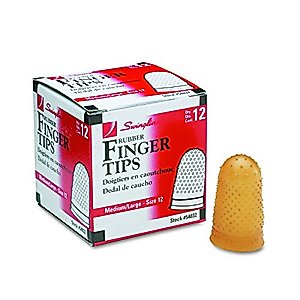 Swingline Rubber Finger Tips, Finger Cots, Medium-Large - Size 12, Amber, Finger Protector For Use with Swingline Staples & Swingline Staplers, Home Office Desktop Accessories, 12 Pack (54032)