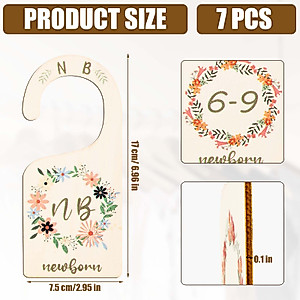 7pcs Baby Clothes Dividers for Closet, Beautiful Month Wooden Baby Closet Dividers Organizers from Newborn to 24 Months Nursery Closet Divider Hangers with Wreath Decoration for Infant Wardrobe