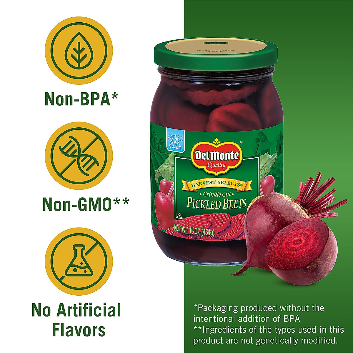 Del Monte Crinkle Cut Ready to Eat Pickled Beets, 16 oz Jar
