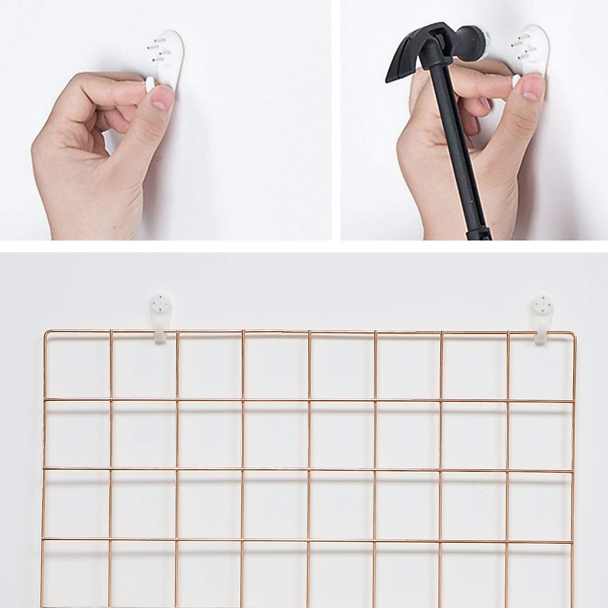 GBYAN Wall Grid 2 Pack Wire Photo Grid Panels Metal Picture Rack Wall Organizer for Memo, Photo Display, 25.6" x17.7 Each Grid Panel