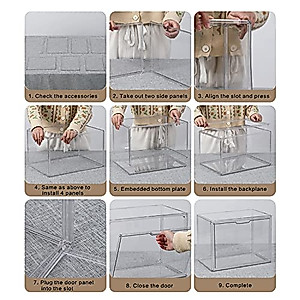 Clear Stackable Plastic Storage Bins with Magnetic Attraction Lid, Dustproof Book & Cosmetic Display Cases, Large Figures Collectibles Showcase, Shoe Box, Protection Organizer for Purse, Handbag, Hat