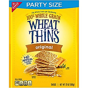 Wheat Thins Original Whole Grain Wheat Crackers, Party Size, 20 oz Box