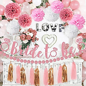 Toylin Bachelorette Party Decorations, Bridal Shower Decorations, Rose Gold Glittery Bride to Be banner, Tissue Paper Pom, Circle Dots Garland and Tassel Garland for Birthday Party Decorations