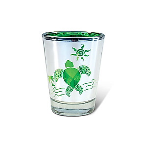 Puzzled 1.7 Oz Green Turtle Shot Glass, 2.5 Inch Novelty Glassware for Drinking Game Liquor Tequila Whisky Vodka Espresso Shooter Glasses Party Drinkware