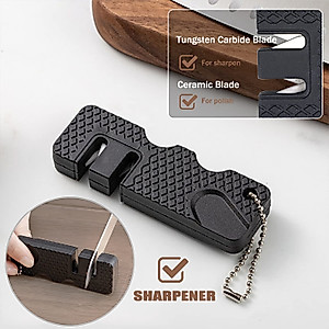 CABUGE Mushroom Knife with Brush & Sharpener, Folding Pocket knife with Wood Handle & Clip for Men Women, Folding Knives for Outdoor Camping