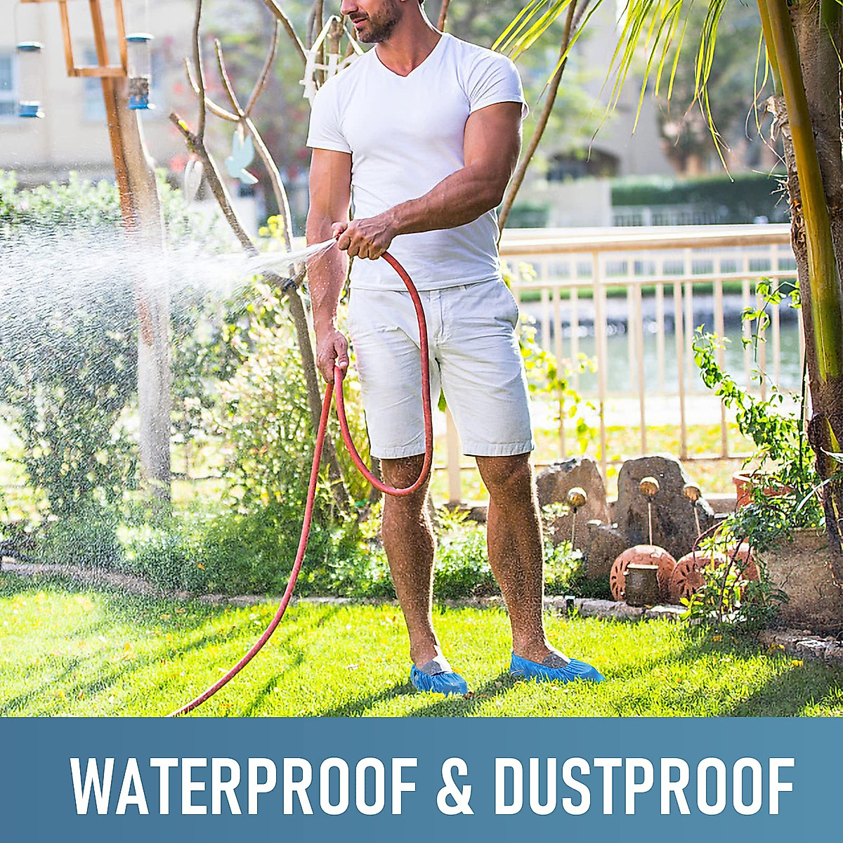 Shoe Covers Disposable Non Slip - Pack of 100 (50 Pairs), Premium Waterproof and Recyclable Shoe Booties Covers for Indoors, Fits Up To 11 US Men and 13 US Women Size