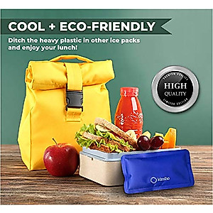 Ice Packs for Lunch Box Bag and Bento Boxes, 4 Pack Set, Reusable and Refreezable Soft Slim Pouches for Kids Boys Adults, Travel, School, Work, Camping, Long Lasting Cold, Flexible | Blue Grey…