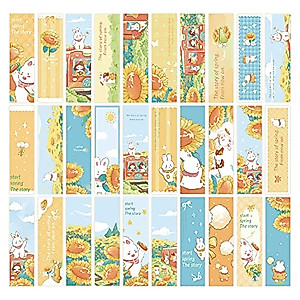 Cute Rabbit Funny Animal Bookmarks, 30 Pcs (Sunflower)