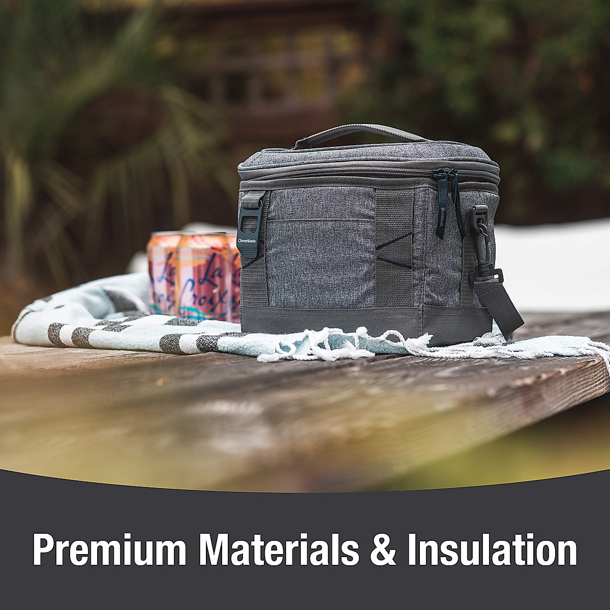 CleverMade Collapsible Soft Cooler Bag -Tote - Insulated 30 Can Leakproof Small Cooler Box with Bottle Opener and Shoulder Strap for Lunch, Beach, and Picnic - Grey