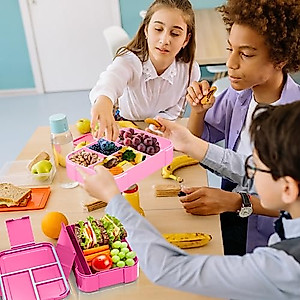 STAVOZE Bento Box, Bento Lunch Box for Kids, 1550ML Lunch Containers for Kids/Adults/Students, 6 Compartment LeakProof Adult Lunch Box with Utensils, Microwave/Dishwasher/Freezer Safe