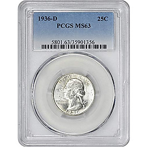 1936-D Washington Quarter, MS63, PCGS