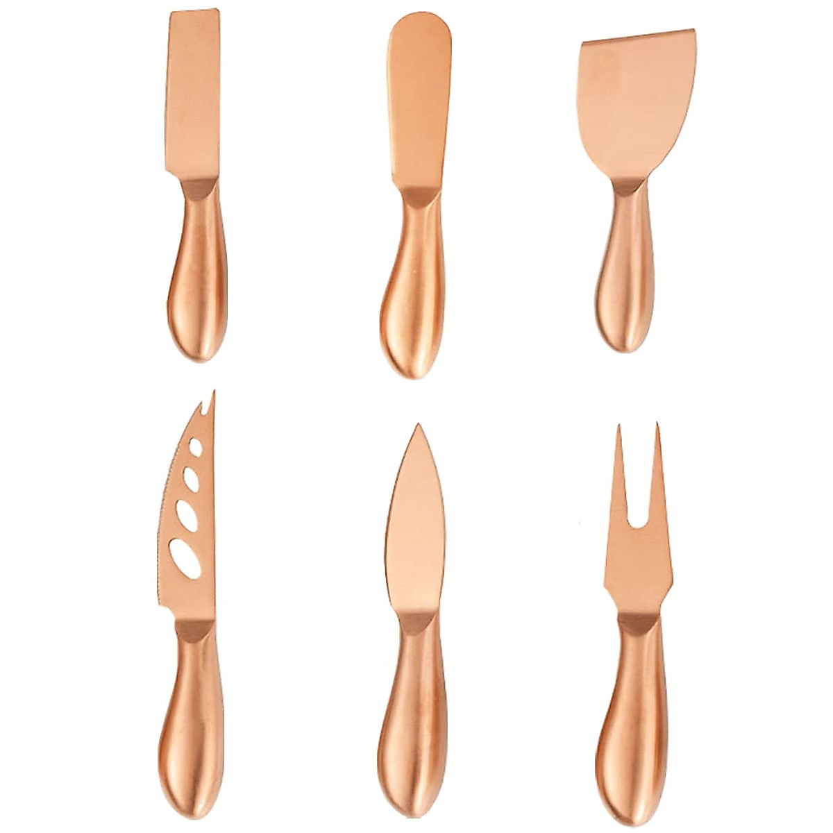 Cheese Knife Set 6 Piece, Stainless Steel Cheese Cutter, Cheese Spreader knife with Ergonomic Handle, Cheese Shaver and Fork for Holiday, Birthday, Wedding, Party