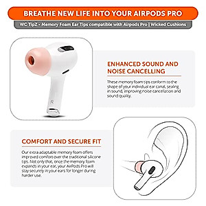 WC HookZ + WC TipZ - Over Ear Hooks and Memory Foam Tips Combo for Airpods Pro by Wicked Cushions | Pink