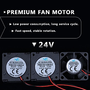 Haldis 3D Printer Cooling Fans Set, Upgrade 3Pcs 3010 Fans Premium Quiet 30x30x10mm Fan for E3D V6 OD 22mm Hotend (Red 24V)