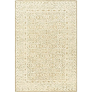 Hauteloom Muleshoe Wool Living Room, Bedroom Area Rug - Modern Farmhouse Transitional Soft Carpet - Beige, Cream, Light Brown - 9' x 12'