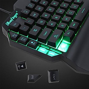 One Hand RGB Gaming Keyboard and Backlit Mouse and Gaming Headset with Microphone,USB Wired Rainbow Single Hand Mechanical Feeling Keyboard with Wrist Rest Support, Gaming Keyboard Set for Game