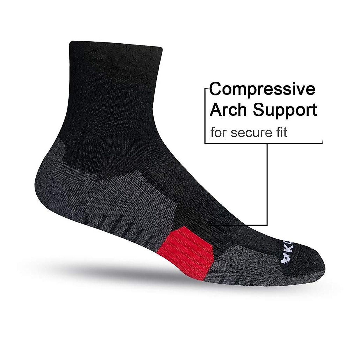 AKOENY Men's Athletic Ankle Socks Running Cushoned Quarter Socks Men, Size 9-12, Black, 6 Pairs