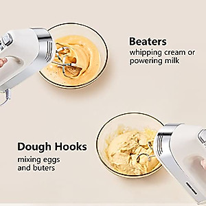 Hand Mixer Electric, REDMOND Hand Held Mixer with Turbo Function, Stainless Steel 5-Speed Kitchen Mixer for Whipping, Mixing Cookies, Cakes, Dough Batters, Cream
