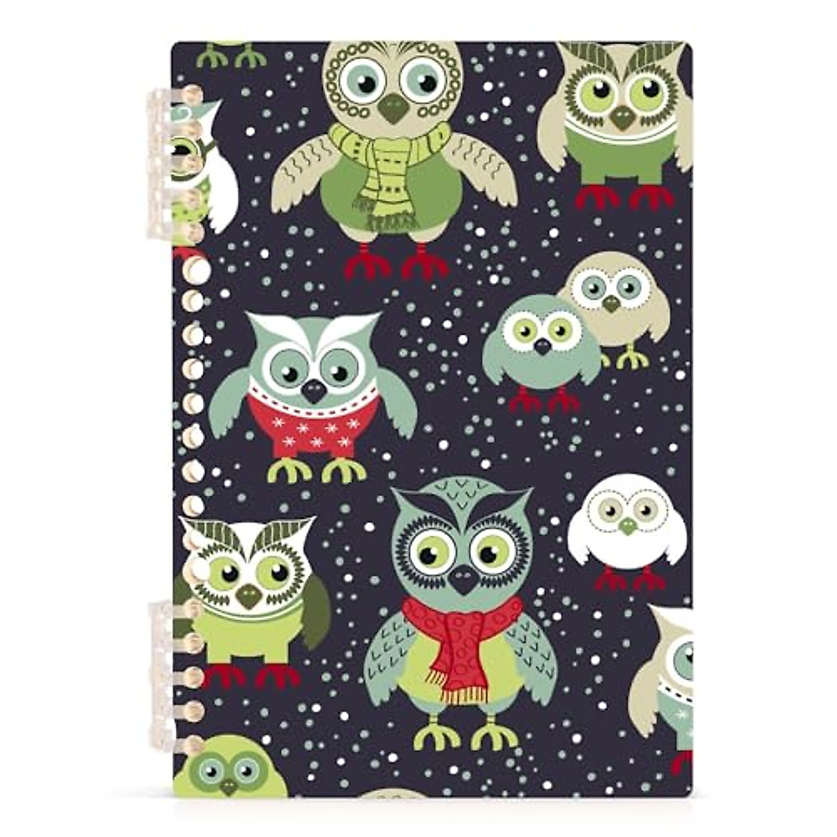 SPRIPORT Christmas Night Owls Spiral Journal Notebook for Women Men A5 Memo Notepad Sketchbook with Durable Hardcover & 60 Pages Diary Spiral Book for Journaling Boys Grils Study Notes Work School