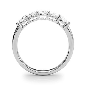 JewelMore 2 Carat Oval Lab Grown 14K Diamond Five Stone Anniversary Band for Women (F-G/VS-SI) White Gold 8