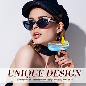 Chouggo Set of 6 Martini Glasses, Act Deco 7Oz Crystal Coupe Glass with Unique Convex Bottom, Elegant Hand Blown Cocktail Glasses for Bar, Martini, Cosmopolitan, Manhattan, Gimlet, Pisco Sour