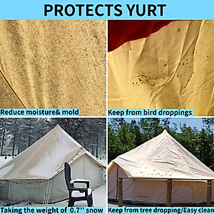 DANCHEL OUTDOOR 4 Season Waterproof Rain Fly Tarp for Yurt Tent, Portable Glamping Tent Cover Protector Awning Canopy for B5 16.4ft/5m Bell Tent Camping Accessories Replacement Beige