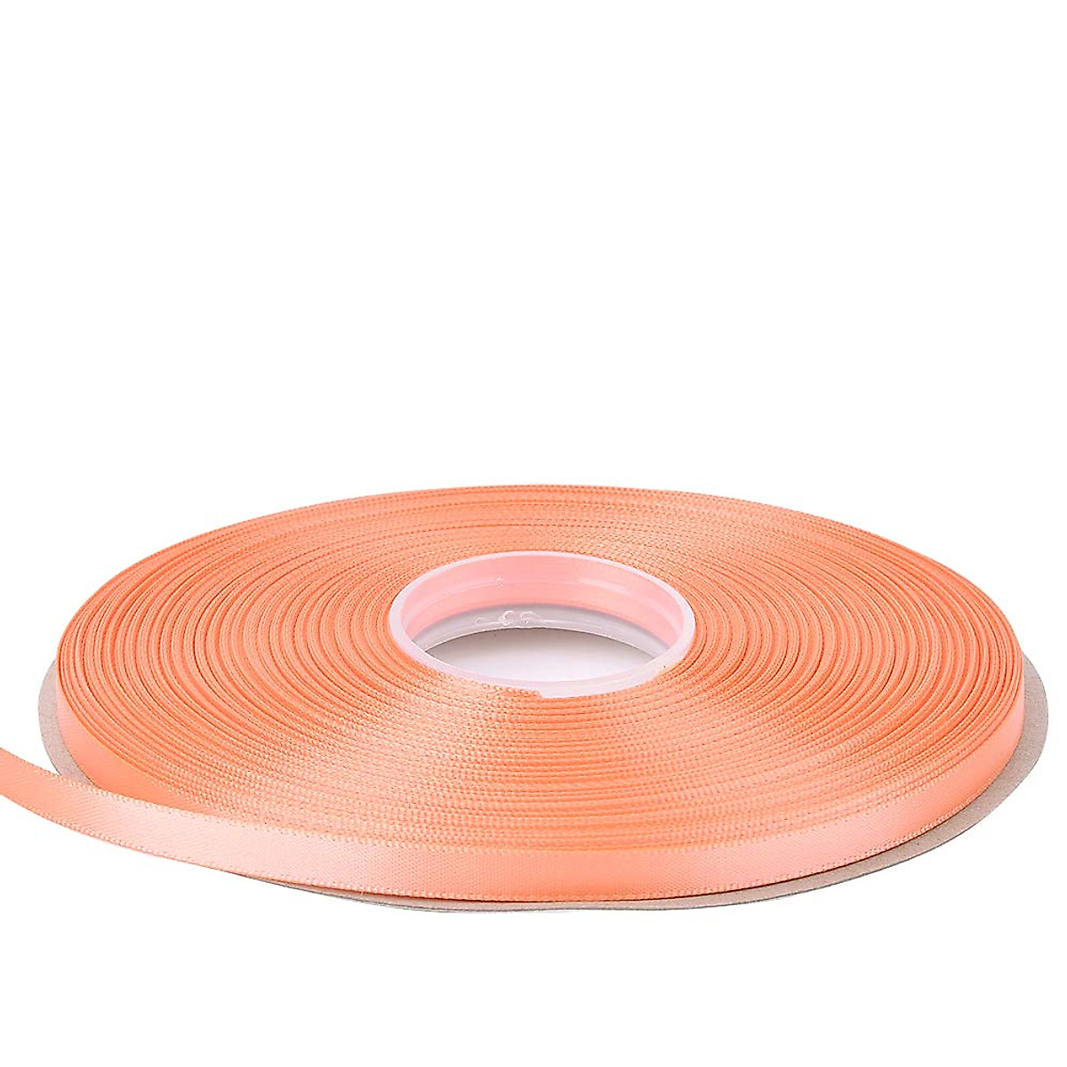 Ribest 1/4 inch 50 Yards Solid Double Face Satin Ribbon Per Roll for DIY Hair Accessories Scrapbooking Gift Packaging Party Decoration Wedding Flowers Peach