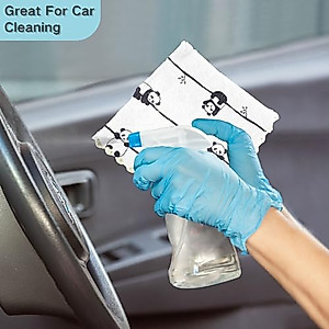 FRODOTGV Vector Pattern Cute Little Panda Microfiber Kitchen Dish Towels Countertop Tea Towel Kitchen Terry Dish Cloths Hand Towels for Kitchen