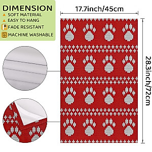 Christmas Pattern Red Paw Print Kitchen Towels and Dishcloths Set of 4-17.7" x 28.3" Absorbent Dish Towels with Hanging Loop Hand Towel for Farmhouse Bar Towels & Tea Towels