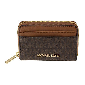 Michael Kors Jet Set Travel Medium Zip Around Faux Leather Card Case (Brown/Luggage)