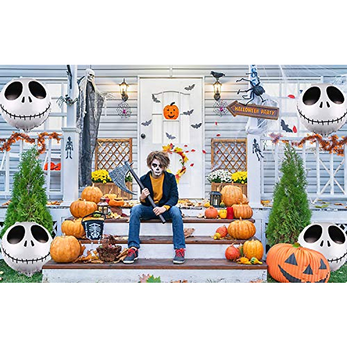 10PCS Halloween Skeleton Demon Aluminum Foil Balloon, Suitable for Halloween, Cosplay Theme Party Decoration, Wedding Birthday Party Decoration(18 Inches)