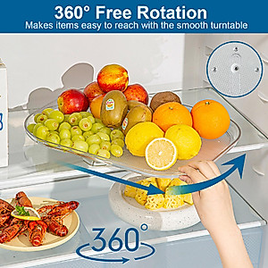 Square Lazy Susan Turntable Organizer for Refrigerator, 360°Rotate Rectangle Turntable Organizer and Storage, 15.7in Clear Lazy Susan for Cabinet, Kitchen, Pantry, Refrigerator