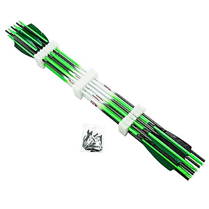 Linkboy Archery Carbon Arrows Hunting Practice Target Arrows Fluorescent with Removable Tip for Compound Recurve Long Bows, Spine 250 300 340 400 500 600 700 800, Pack of 6/12PCS