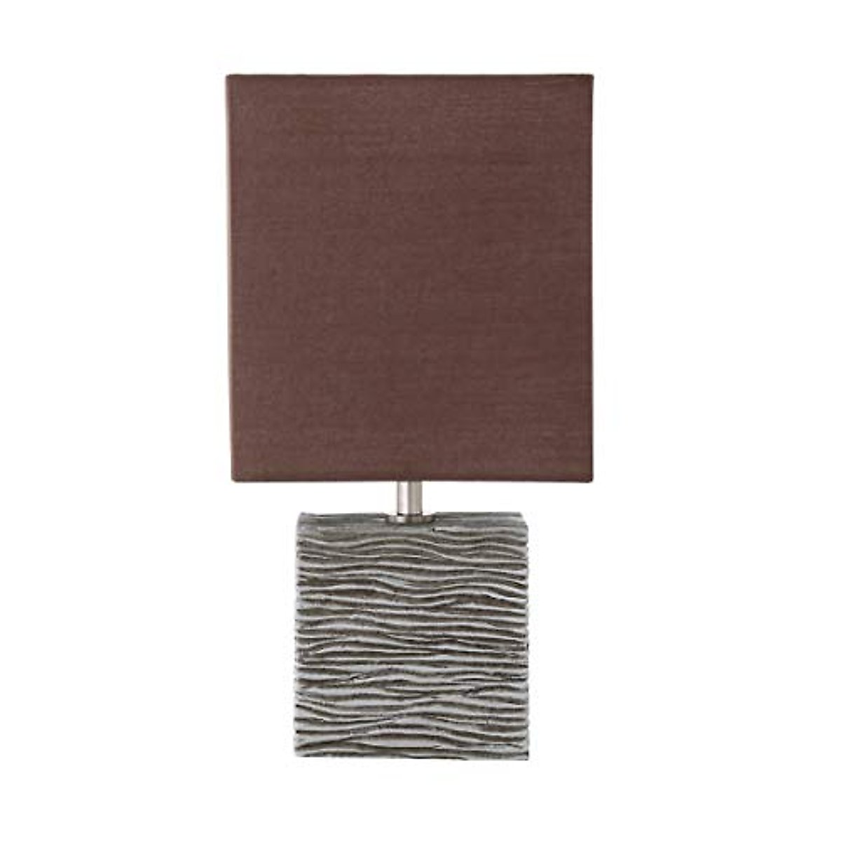 Amazon Basics Rectangular Poly Table Lamp with LED Bulb - 6" x 4" x 11.5", Brushed Nickel