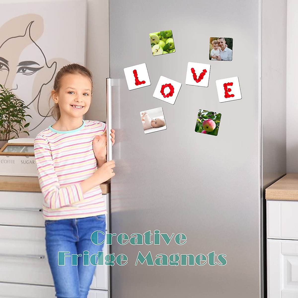 20 Pieces Sublimation Magnet Blanks Fridge Magnets, Square Sublimation Blanks DIY Photo Magnets for Refrigerator, Fridge Decorative Magnets for Whiteboard Office Calendar Kitchen Home Wall Decor etc