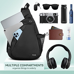 Storvyllf Single Strap Backpack for Men,Travel Mens Sling Bag Black Waterproof Crossbody Bag Women Boy Chest Shoulder Hiking Daypacks
