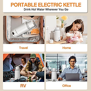 Travel Electric Kettle Portable Large Capacity 1L Tea Coffee Kettle Water Boiler, Water Heater with 4 Temperature Control,304 Stainless Steel with Auto Shut-Off, Christmas Gift for Family Friend