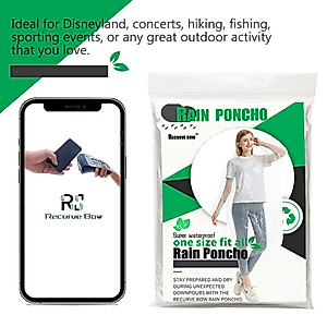 Recurve Bow Rain Poncho,Travel Poncho For Adult 6 Pack Ponchos With Hood Family Pack Emergency Disposable Poncho