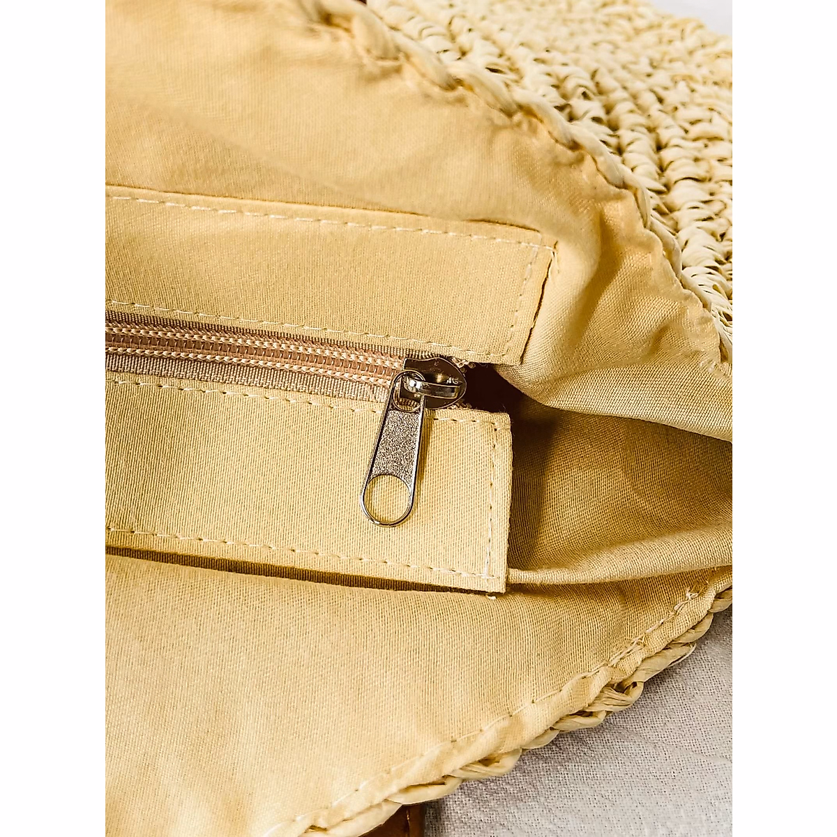 Seamido Straw Bag Handwoven Beach Bags Corn Straw Tote Woven Shoulder Bag For Women (Beige)